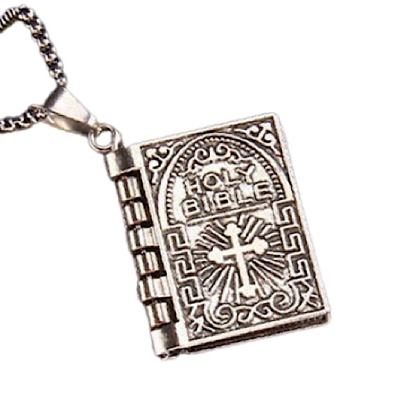 Jewelry | Bible W Lords Prayer Silver Articulated Antique Christian ...